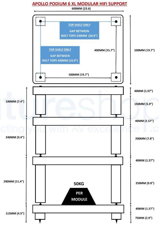 Atacama Podium XL Solid Oak Hi-Fi Rack Inc. Base Shelf